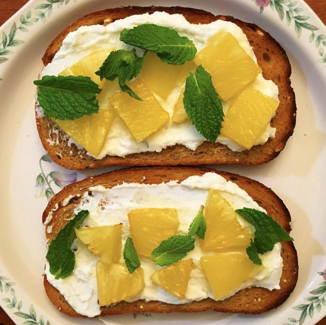 Roasted Pineapple Ricotta Toast